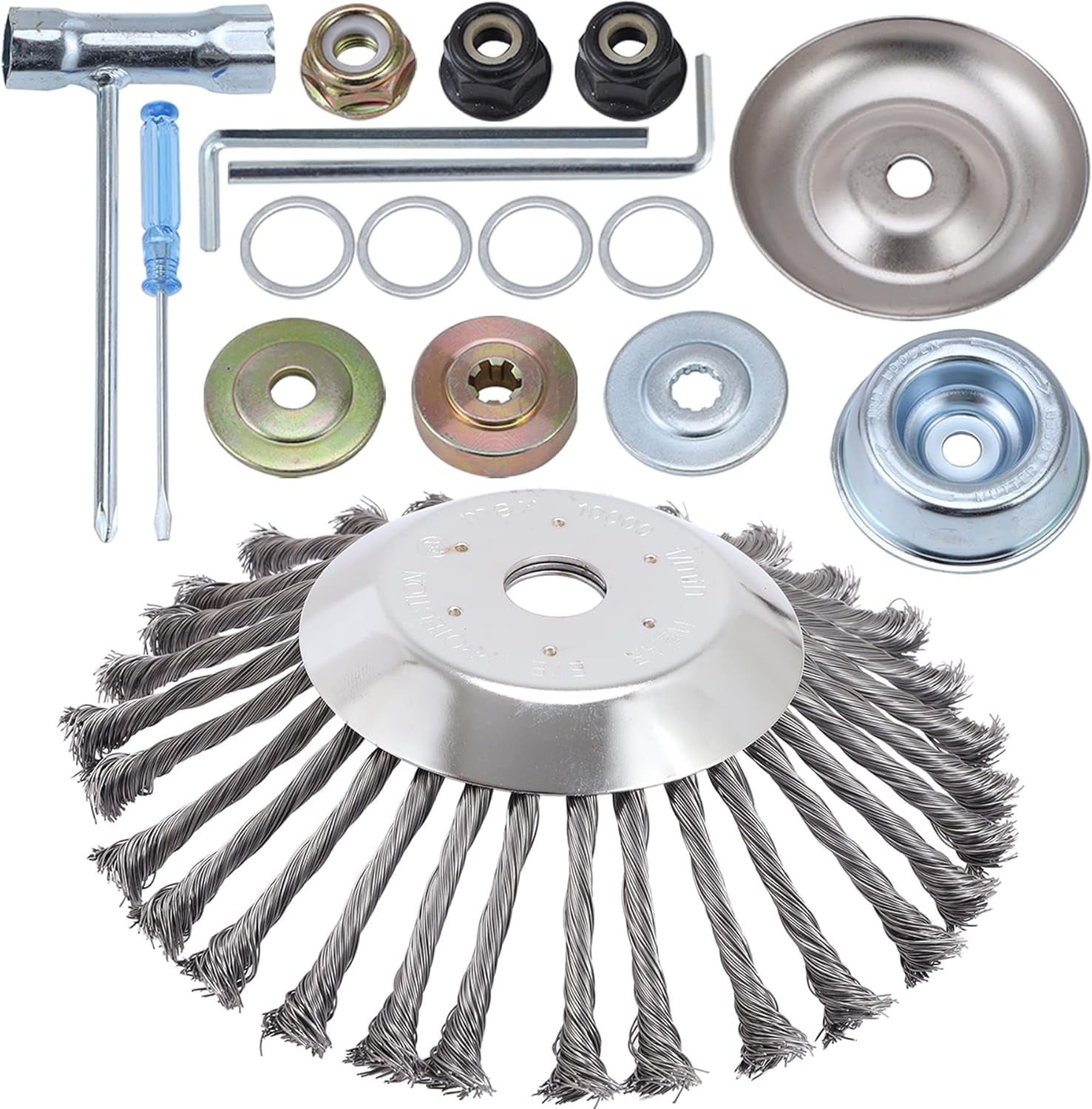 MEC 10 Inch Rotary Steel Wire Brush Cutter Trimmer Head Weed Blade ...