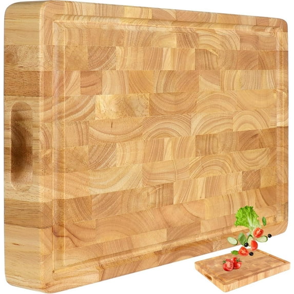 MEC Wooden Butcher Block End Grain Cutting Board - 17x13x1.5in ...