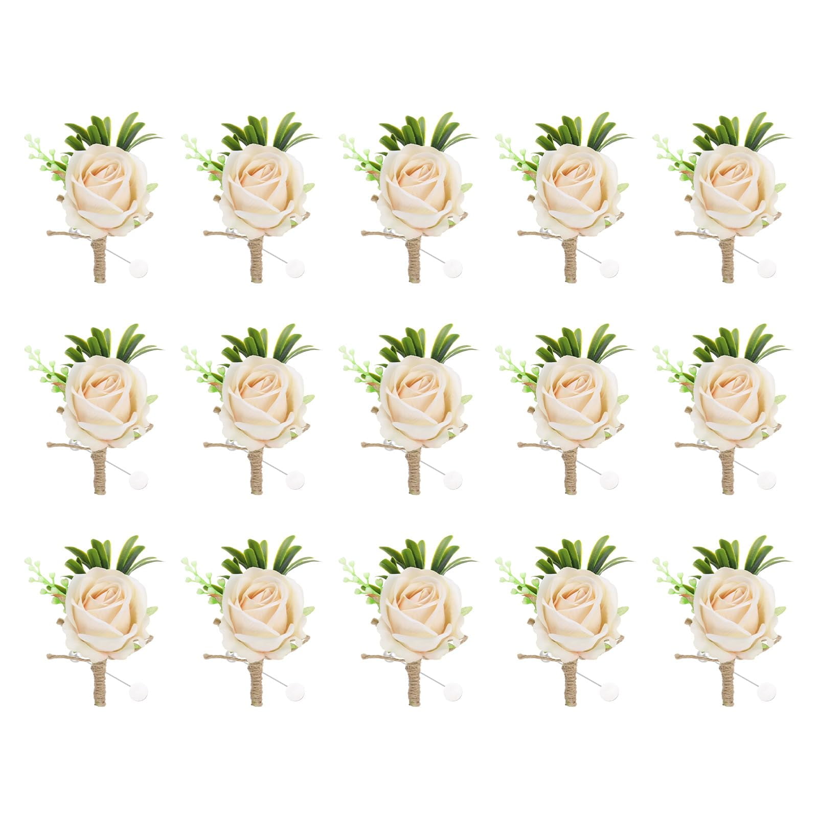 MECCANIXITY 15PCS Men Boutonnieres Corsages, Champagne Color Rose ...