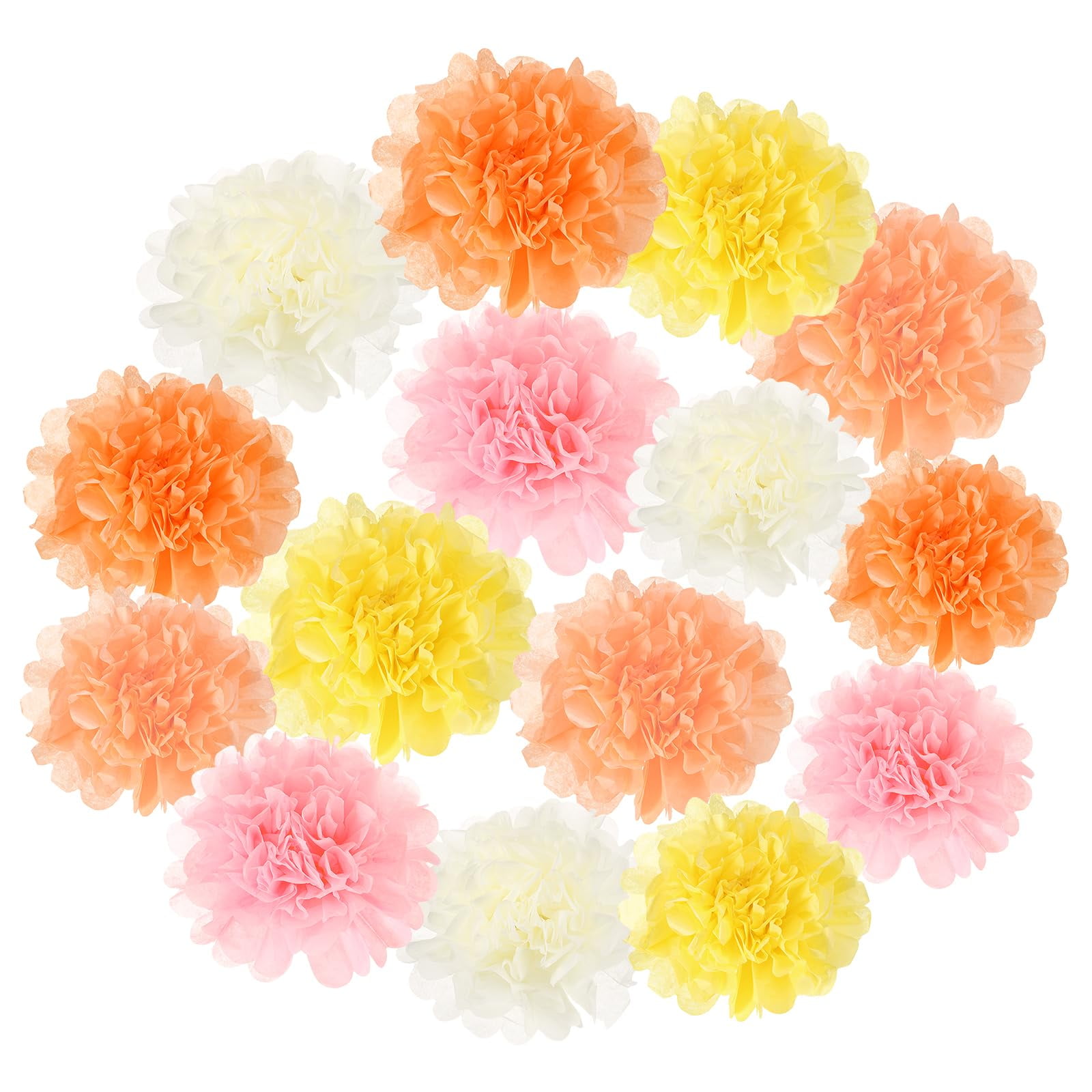 MECCANIXITY 15Pcs Paper Pom Poms, 10, 12, 14 Inch Paper Flowers Tissue ...
