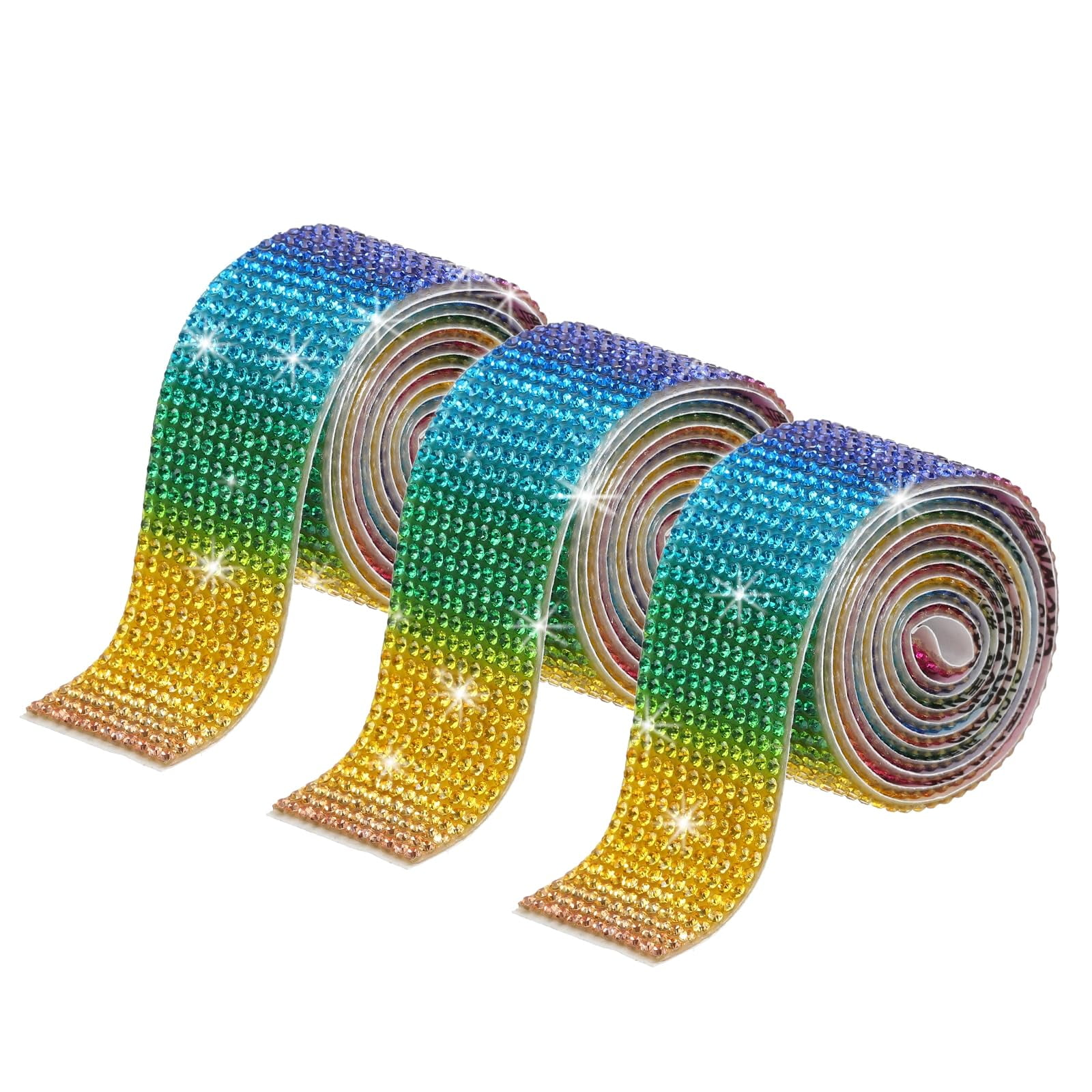 MECCANIXITY 3 Roll 1 Inch 3 Yards Self Adhesive Crystal Rhinestone ...