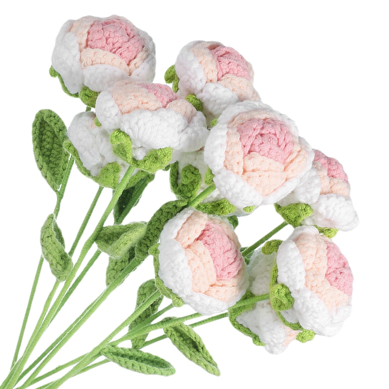MECCANIXITY Crochet Flowers Handmade Knitting Rose Artificial Woven ...