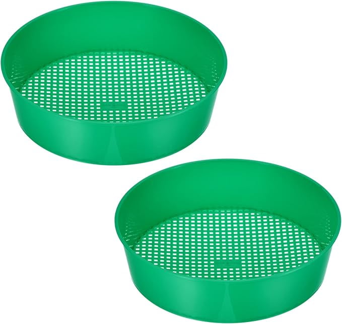 MECCANIXITY Garden Sifting Pan, Round Potting Sieve Plastic Mesh Filter ...