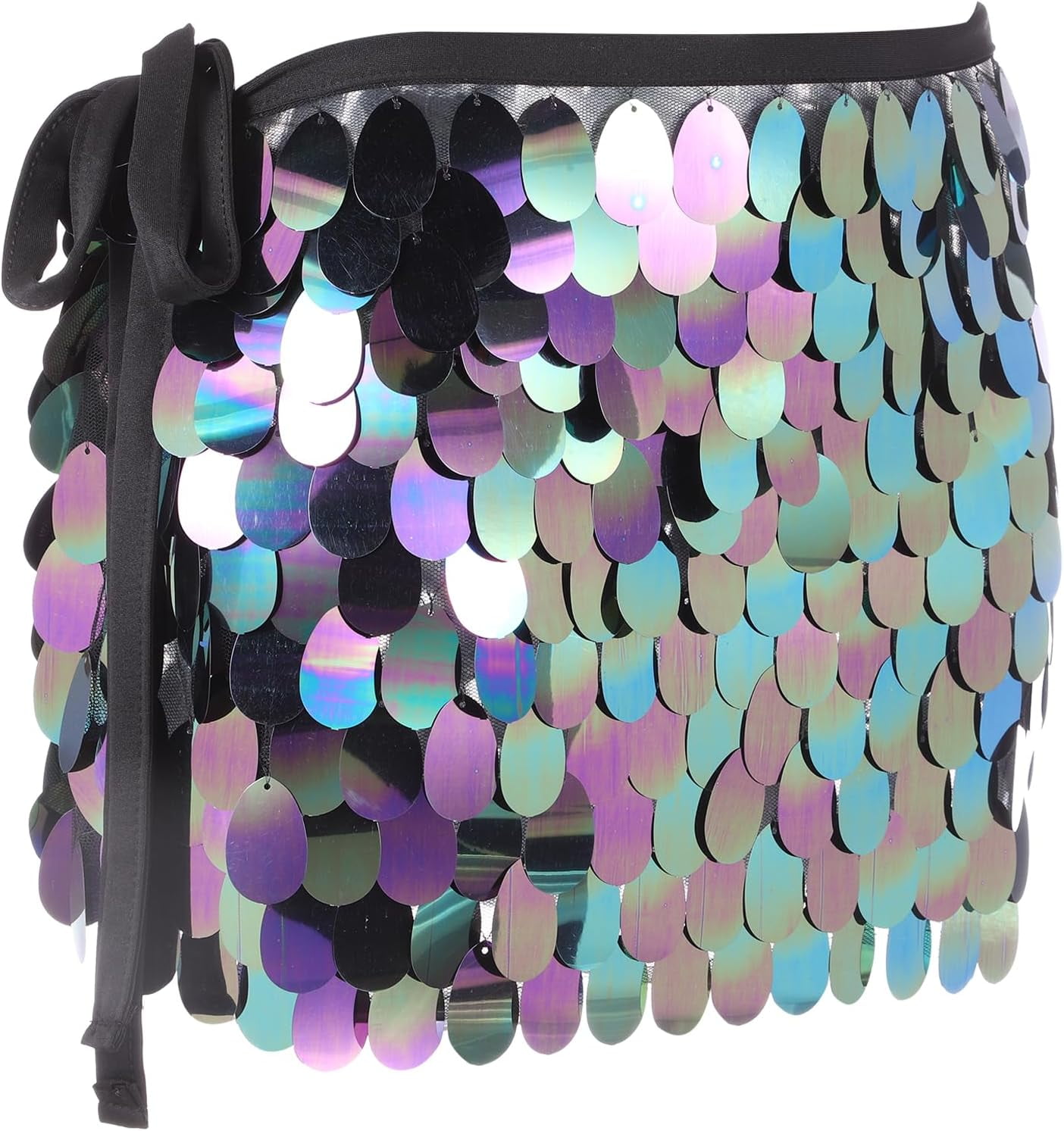 MECCANIXITY Sequin Short Skirt Women's Rave Party Dance Skirt Sparkly Belly Dance Hip Skirts ...