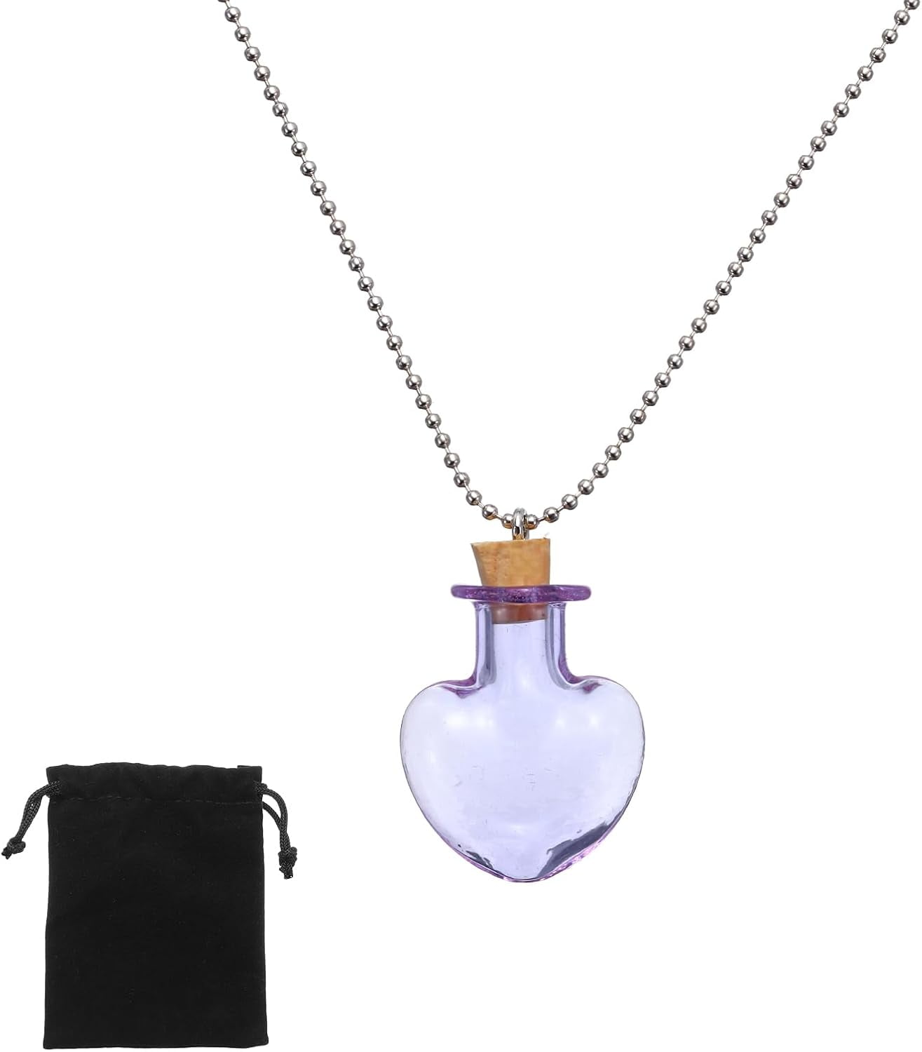 MECCANIXITY Vial Necklace, Small Heart Glass Bottles Jars Pendants with ...