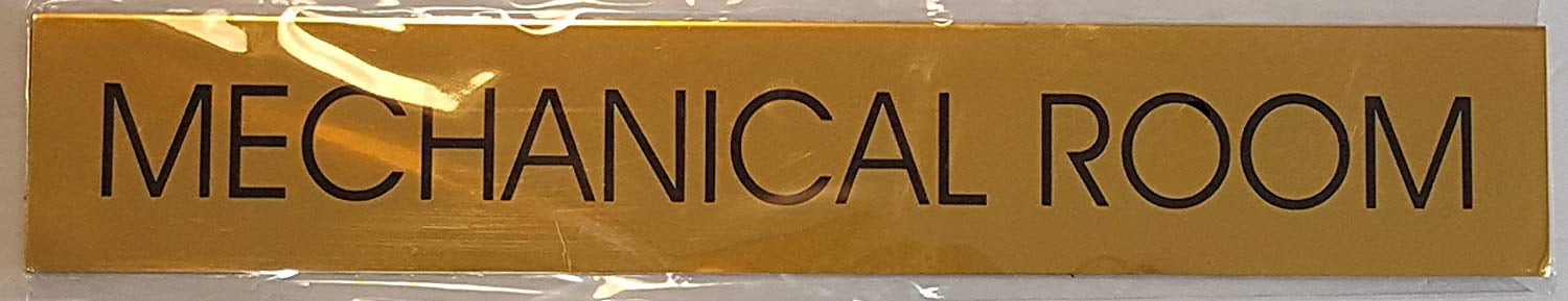 MECHANICAL ROOM SIGN - Gold BACKGROUND (ALUMINIUM - 2X 11 3/4) WITH ...