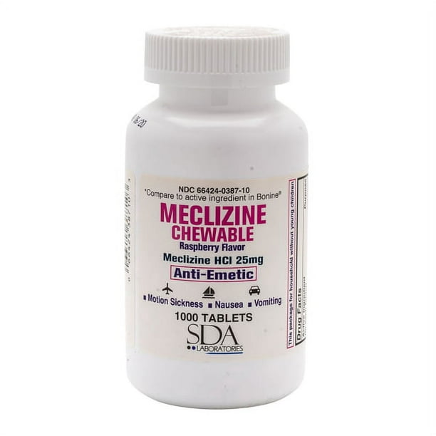 MECLIZINE 25MG 1000CT CHEWABLE TABLETS by SDA LABS - Walmart.com