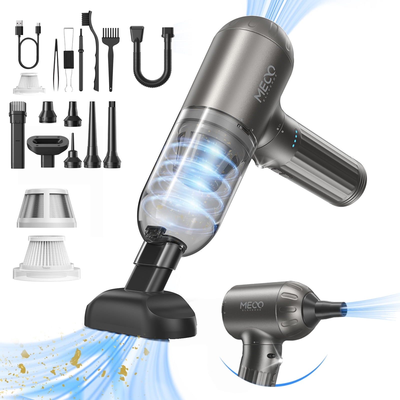 MECO Cordless Compressed Air Duster, 18KPa Strong Handheld Car Vacuum ...