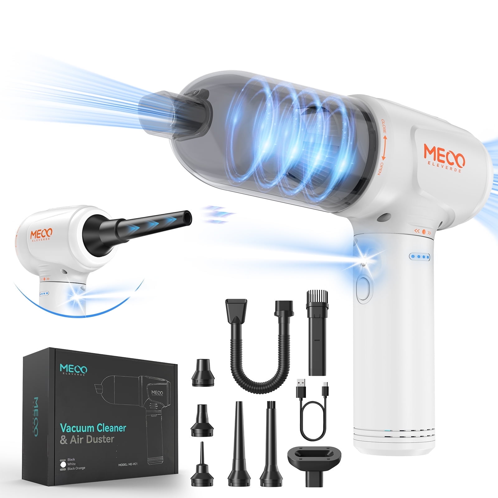 MECO Cordless Electric Air Duster Vacuum, Compressed Air Blower, 3 ...