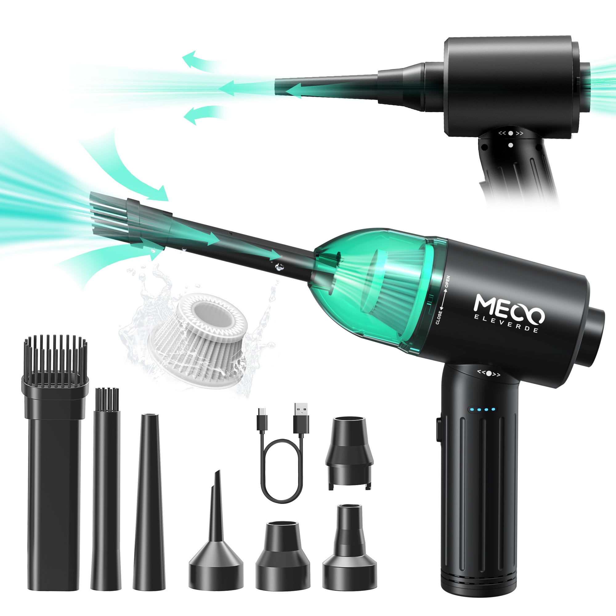 MECO Rechargeable Cordless Air Duster & Vacuum, 12000PA Suction, Low ...