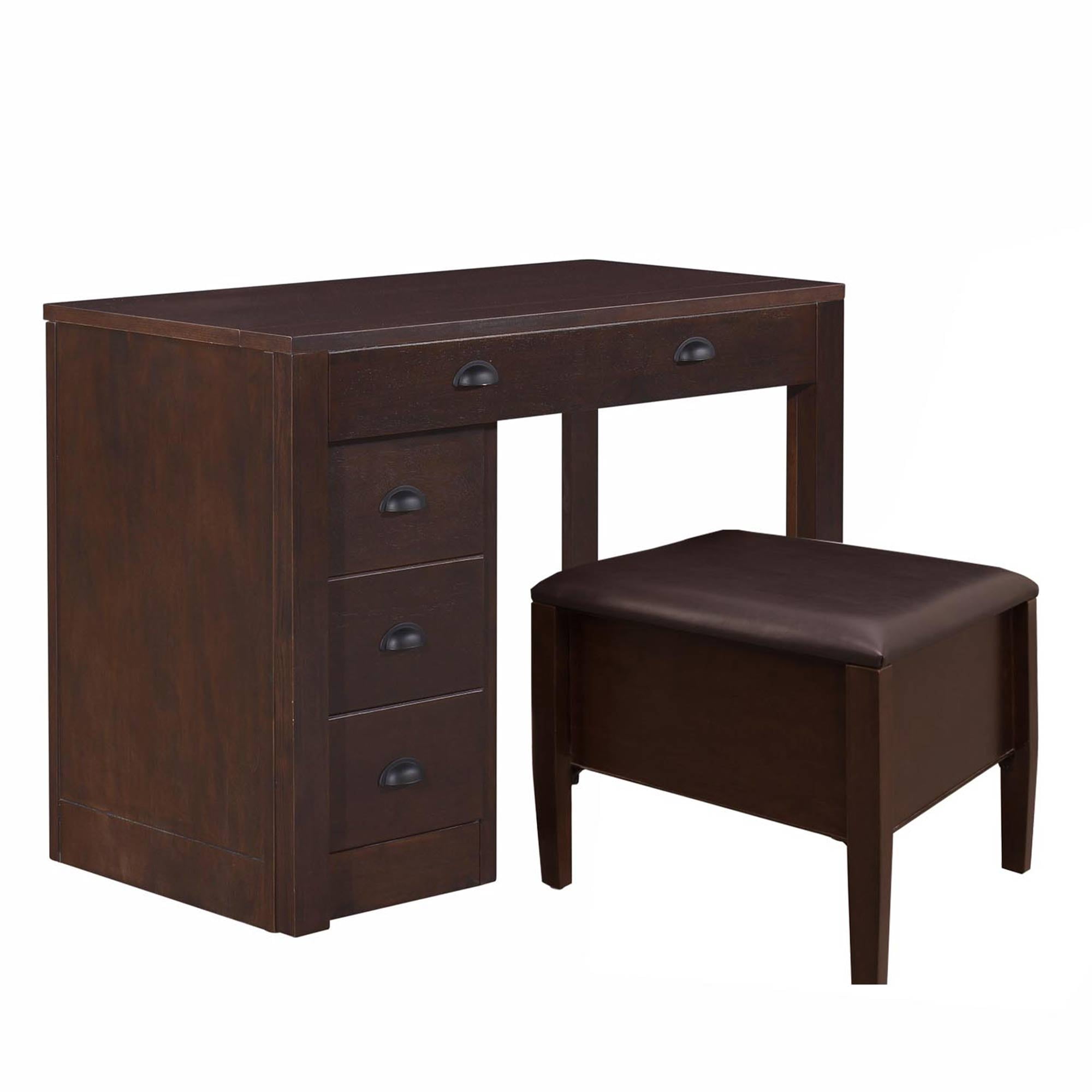 MECO Stakmore Wooden Made Expandable Desk with Ottoman and 3 Drawers ...