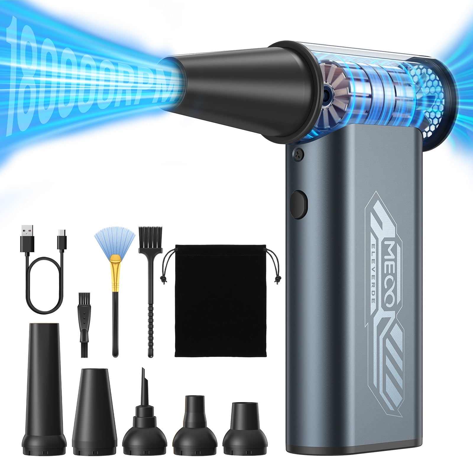 MECO Super Power Cordless Compressed Air Duster, Replaces Air Cans ...