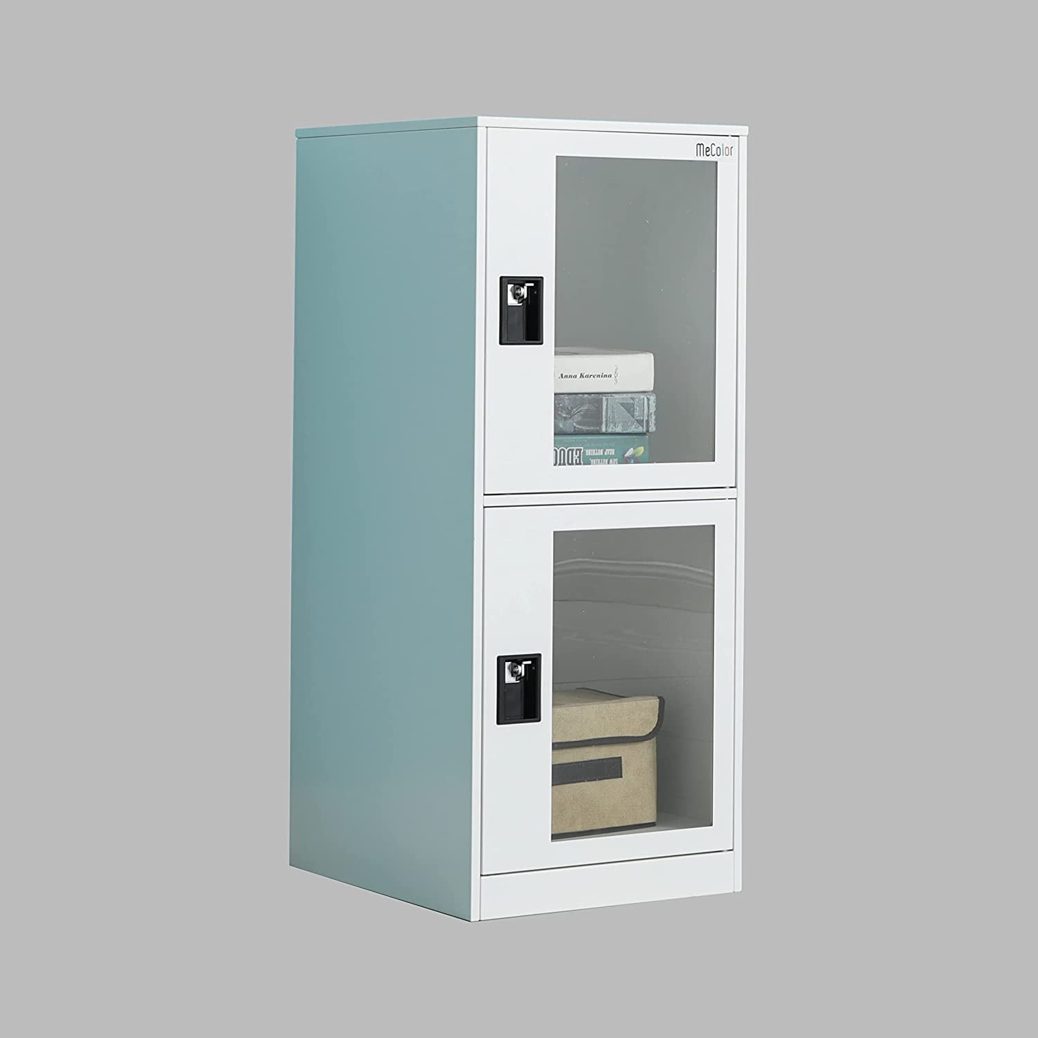 MECOLOR -Metal Vertical Small Locker with Padlock latch 2 Compartment ...