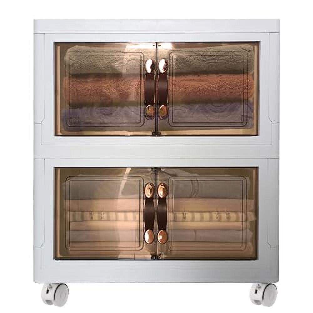 MECOLOR Stackable Storage Containers with Wheels, 2 x 63L Collapsible ...