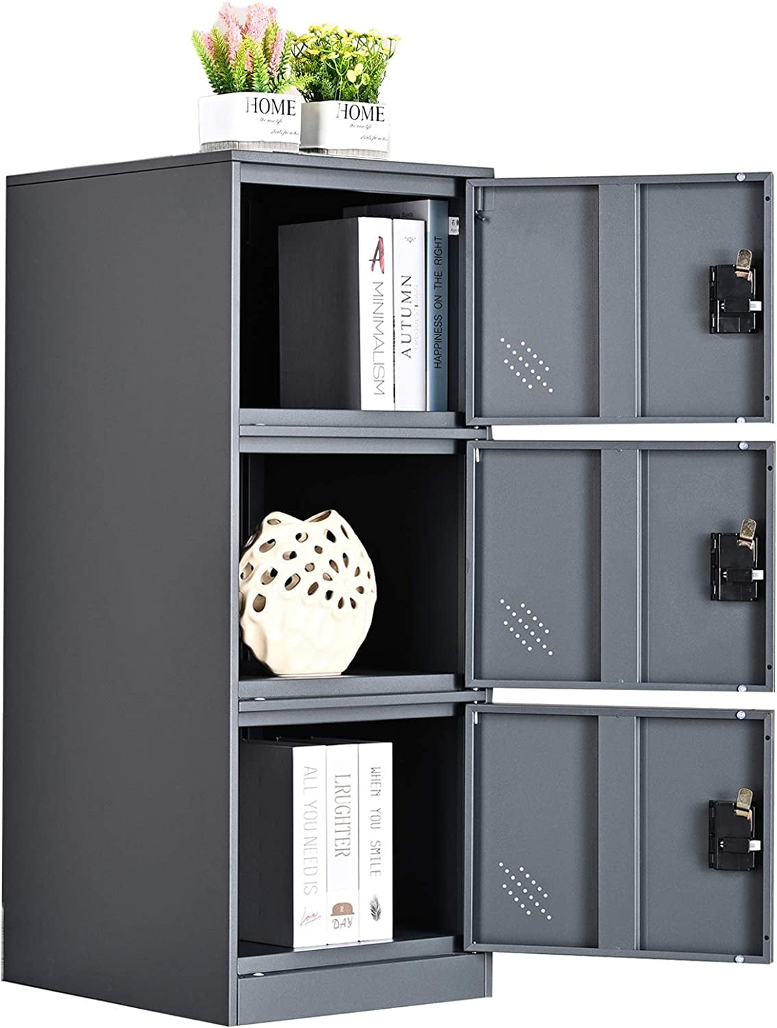 MECOLOR Vertical Single Tier Small Locker with Padlock latche 2 or 3 ...