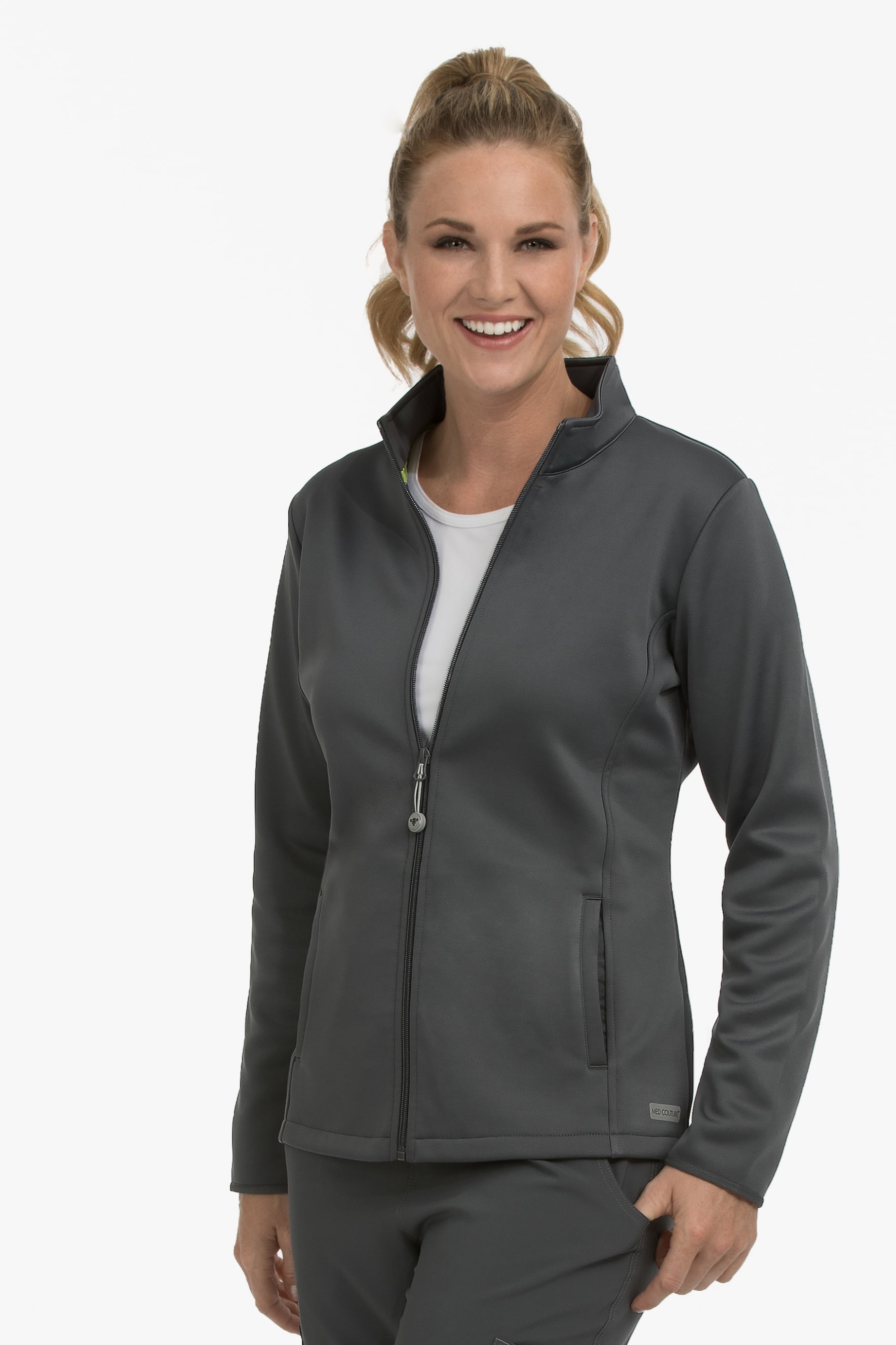 Med Couture Women's Med Tech Zip Scrub Jacket -Pewter-Medium - Walmart.com