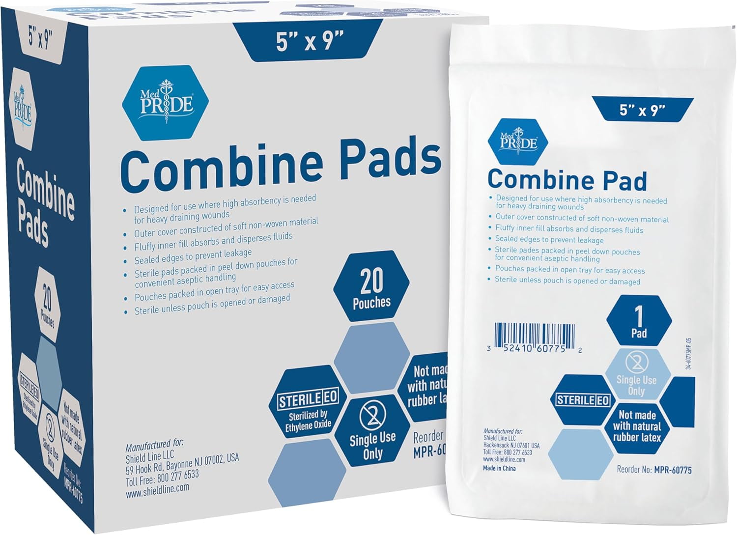 MED PRIDE Abd Pads 5x9 inch, 20 Count – Nonadherent Sterile Abdominal ...