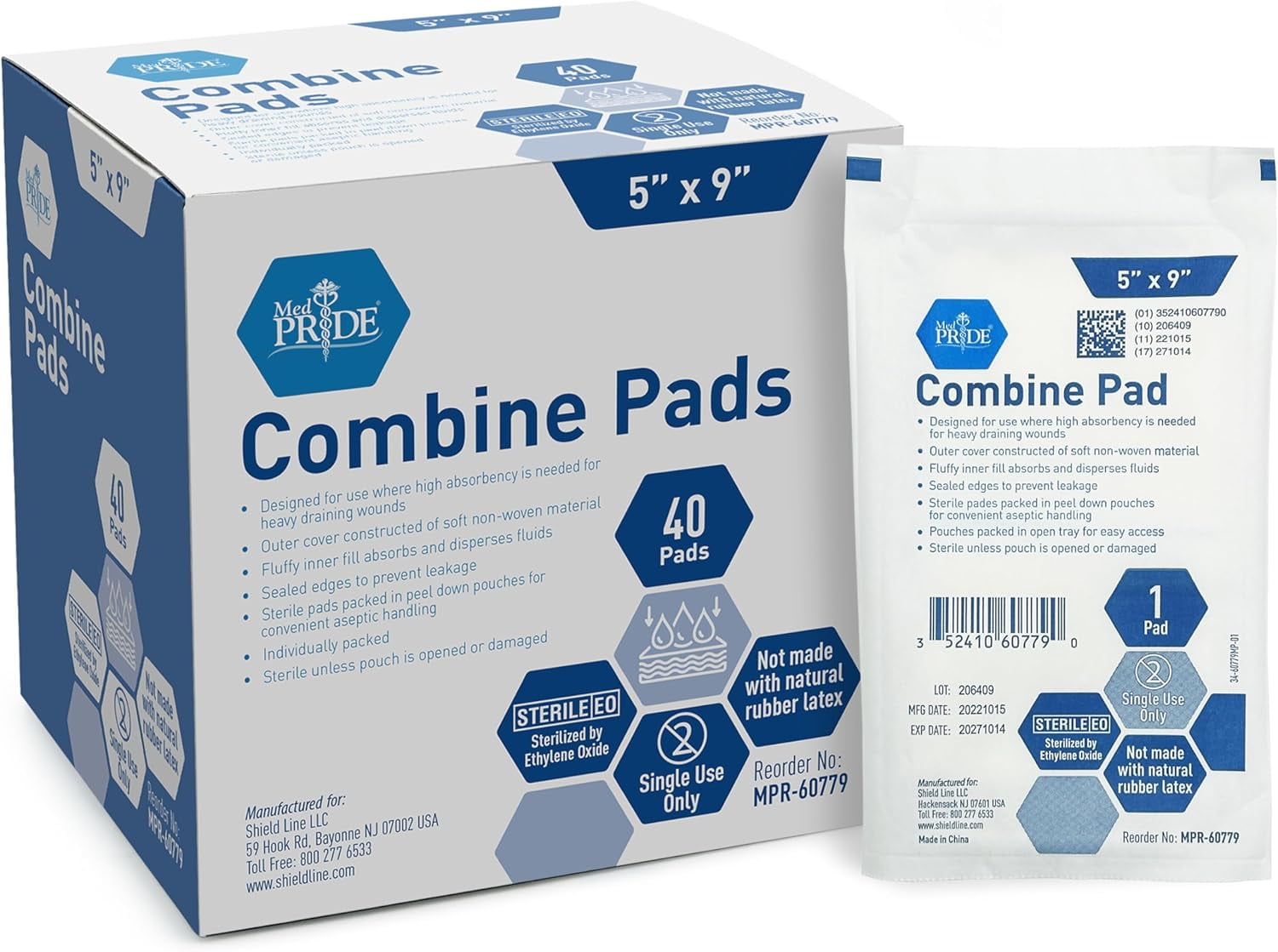 MED PRIDE Abd Pads 5x9 inch, 40 Count – Nonadherent Sterile Abdominal ...