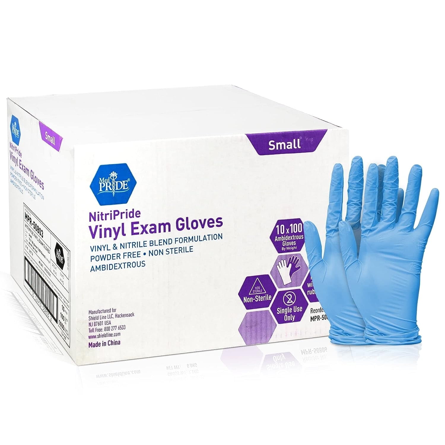 MED PRIDE Disposable Nitrile-Vinyl Blend Exam Blue Gloves, Powder Free ...