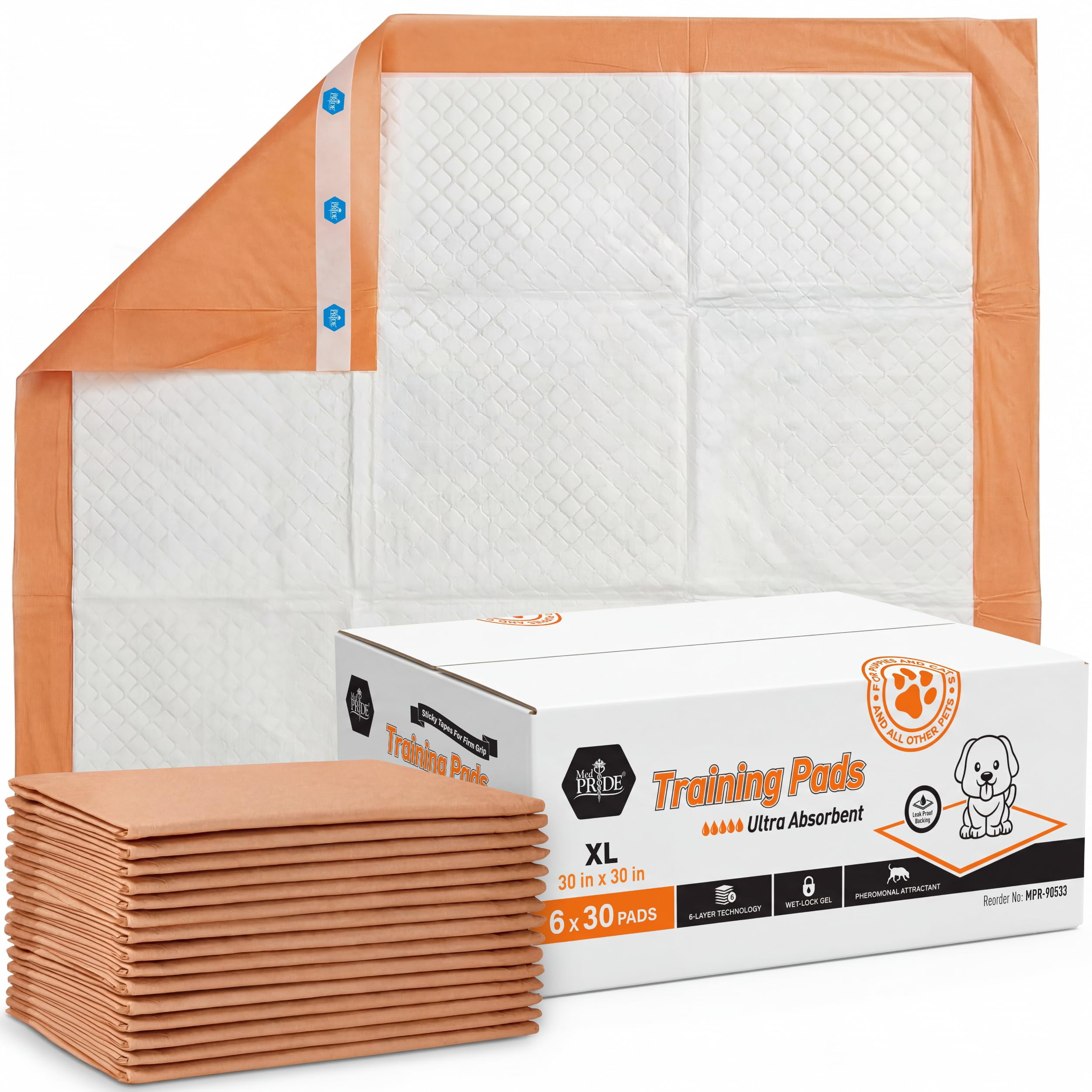 MED PRIDE Dog Training Pads with Adhesive Tabs & Attractant, Puppy Pee ...