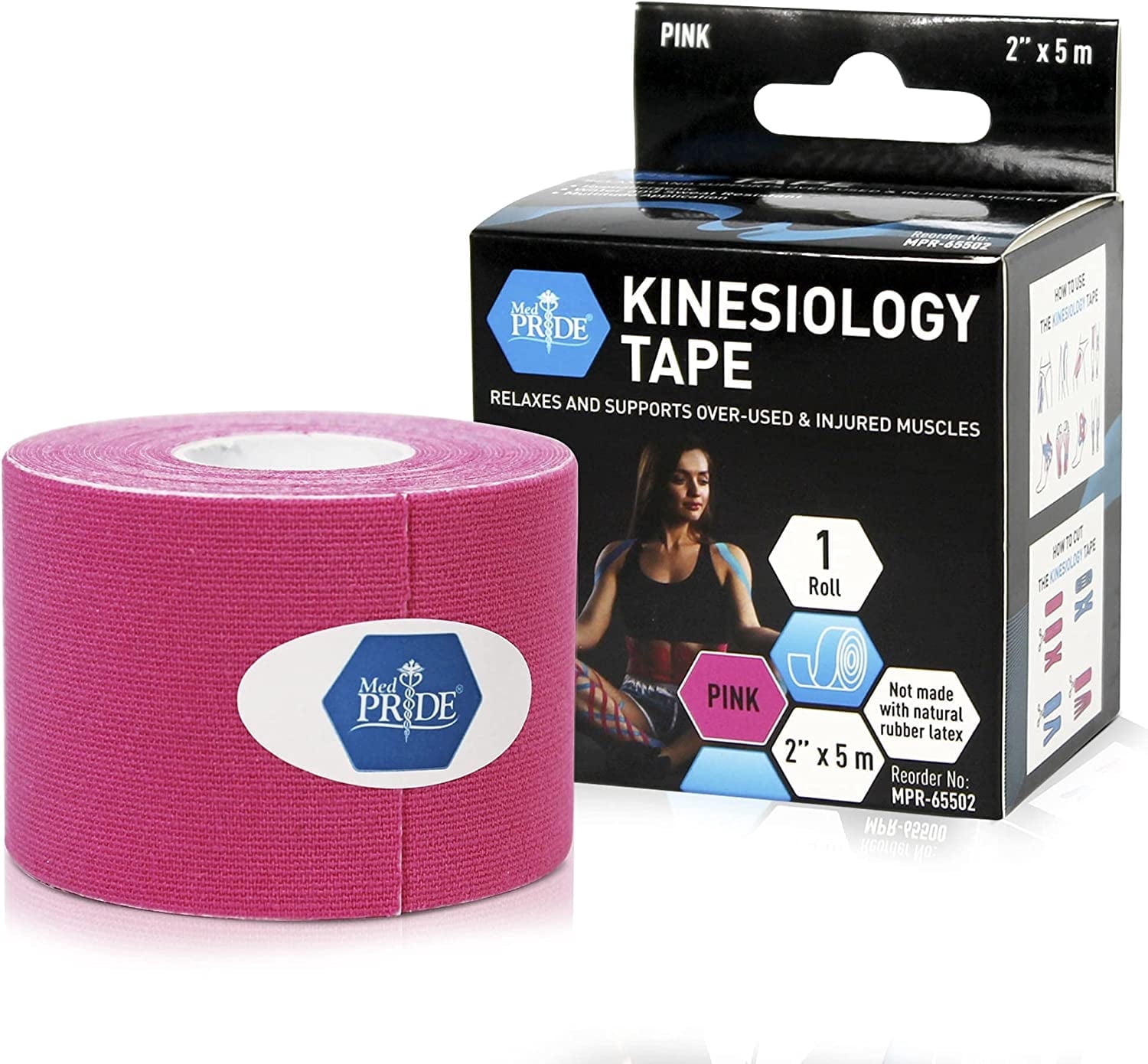 MED PRIDE Kinesiology Athletic Tape, Pink - Latex-Free Uncut Muscle ...