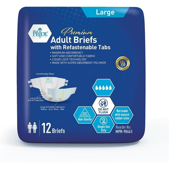 MED PRIDE Overnight Adult Diapers for Men & Women with Refastenable ...