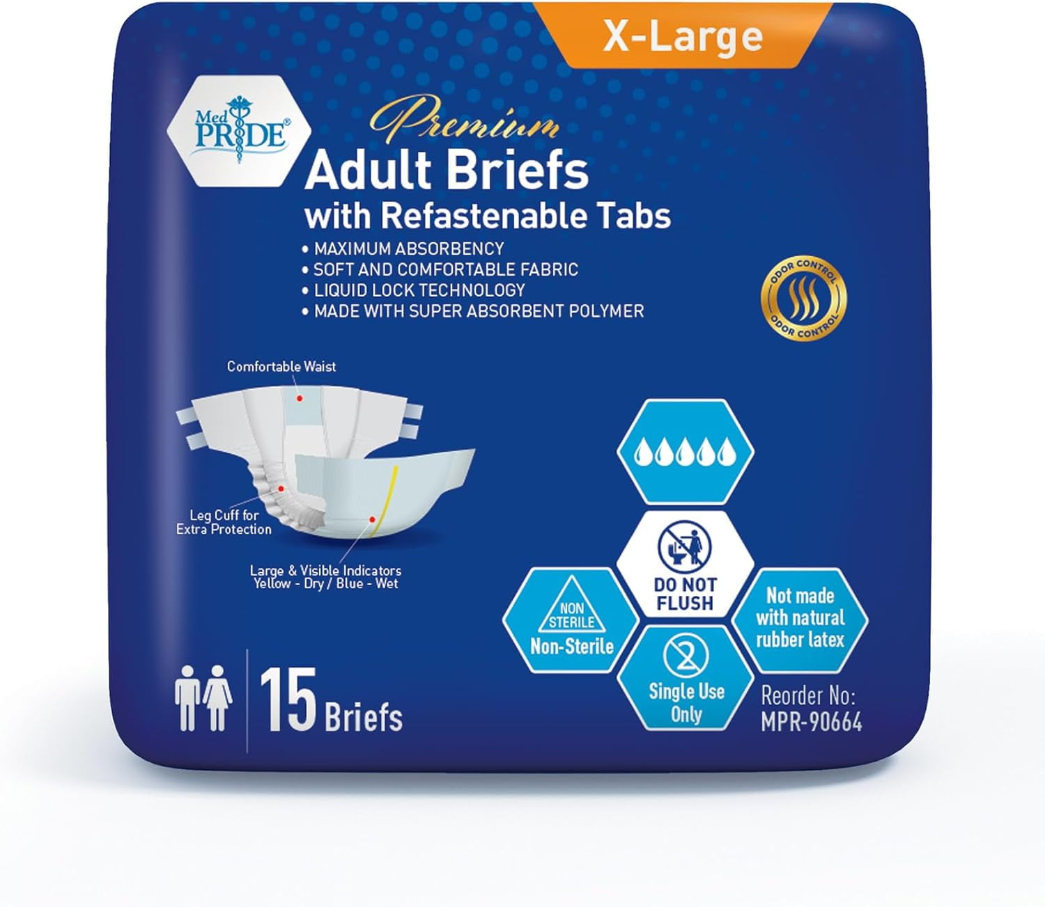 MED PRIDE Overnight Adult Diapers for Men & Women with Refastenable ...