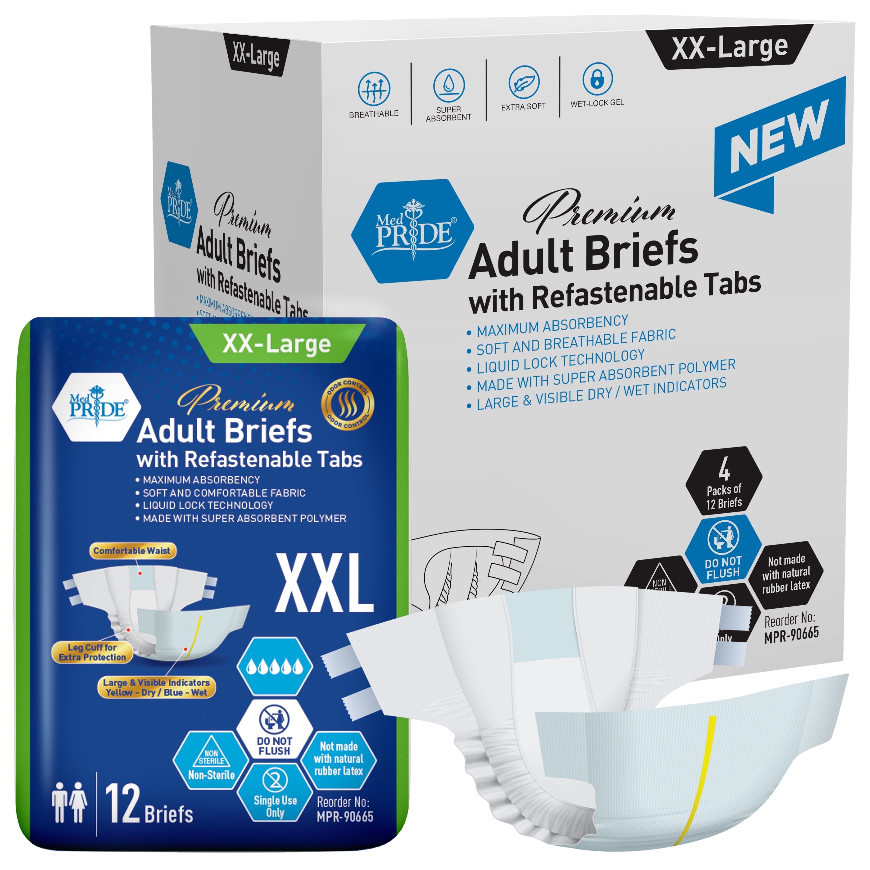 MED PRIDE Adult Diapers – Maximum Absorbency Adult Briefs for ...