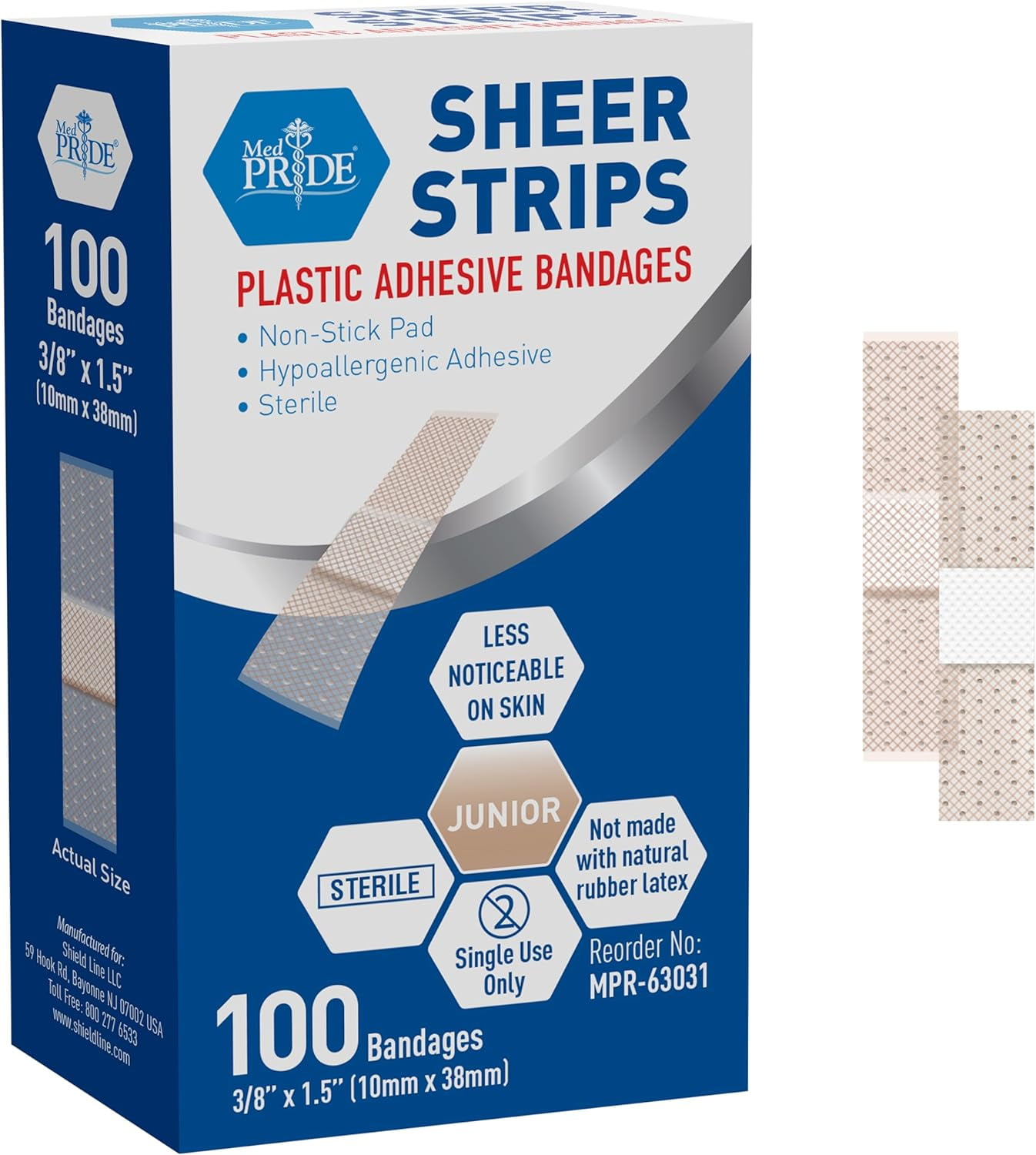 MED PRIDE Sheer Adhesive Bandages for Wounds Plastic Sterile First Aid ...
