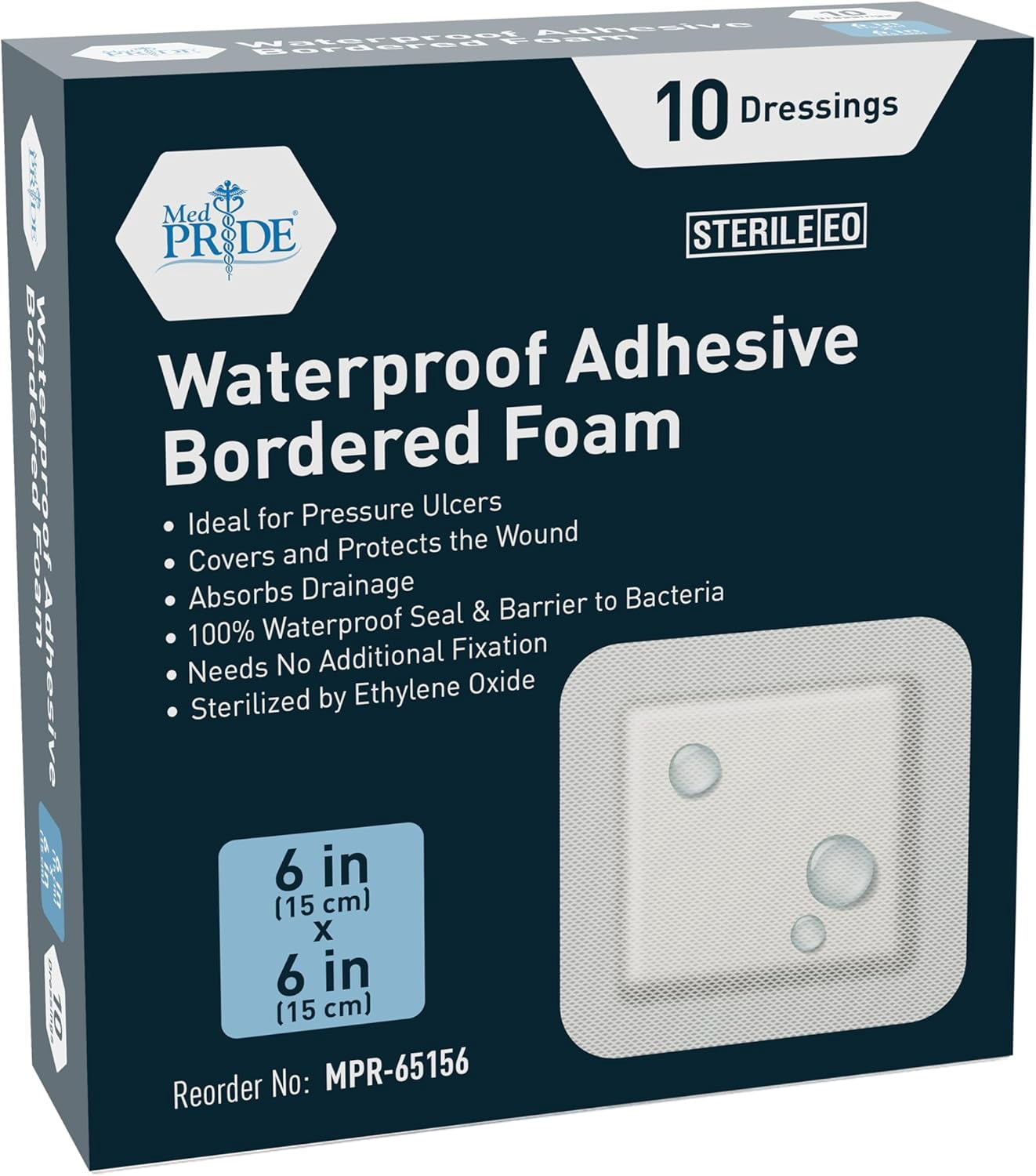 MED PRIDE Silicone Foam Dressing 6x6 inch, 10-Pack Sterile Waterproof ...
