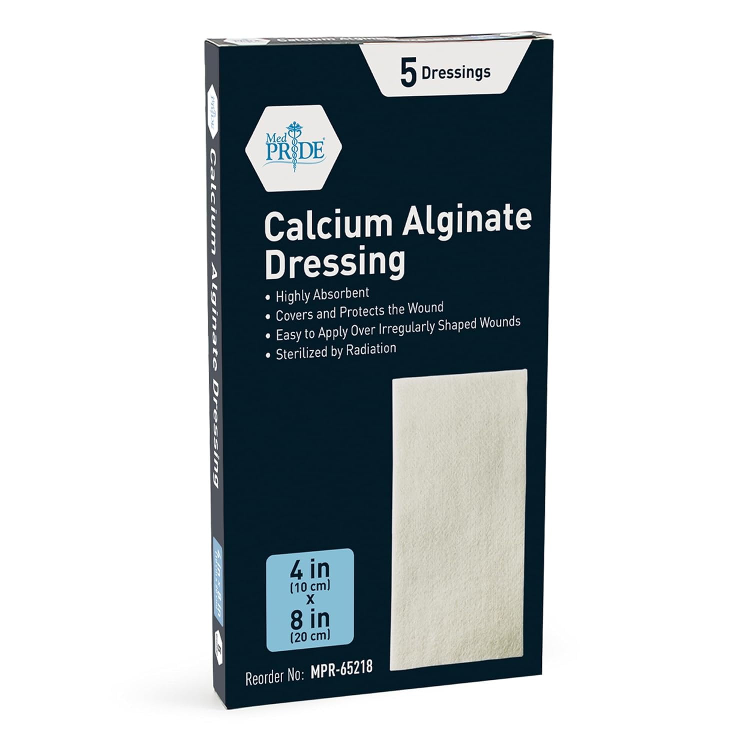 MED PRIDE Silver Calcium Alginate Wound Dressing Pads, 4 x 8 inch, 5 ...