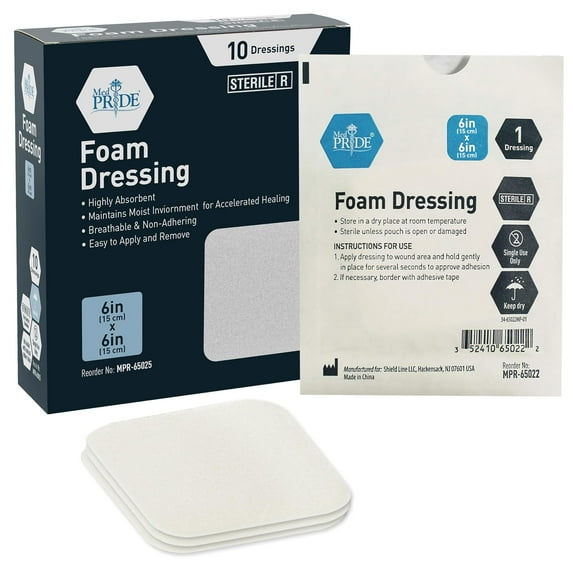 MED PRIDE Sterile Non-Adhesive Foam Wound Dressings, Highly Absorbent ...