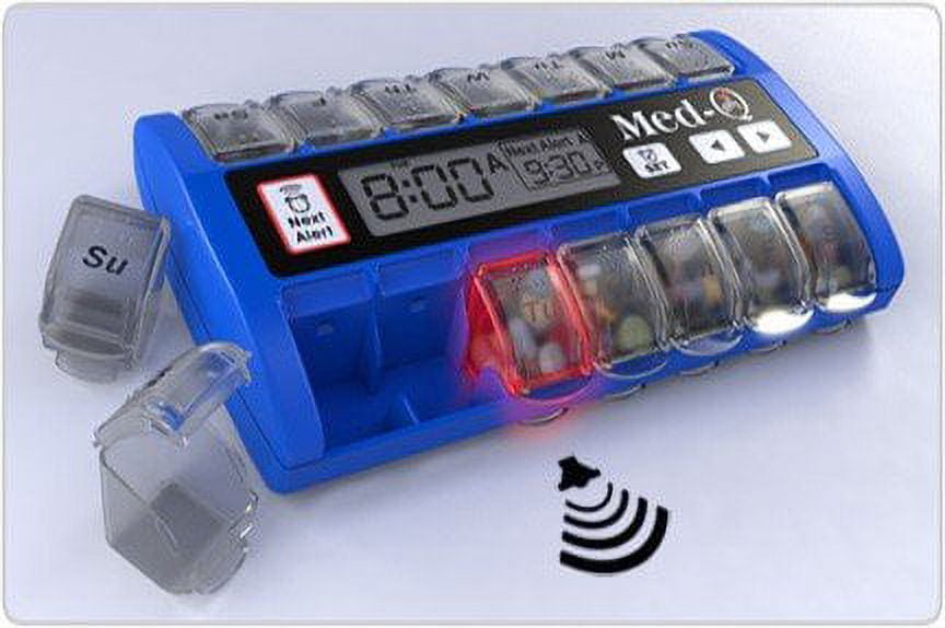 MED-Q Digital Pill Box Organizer, 2 Beep Reminder, LED Alert, BLUE HSA ...