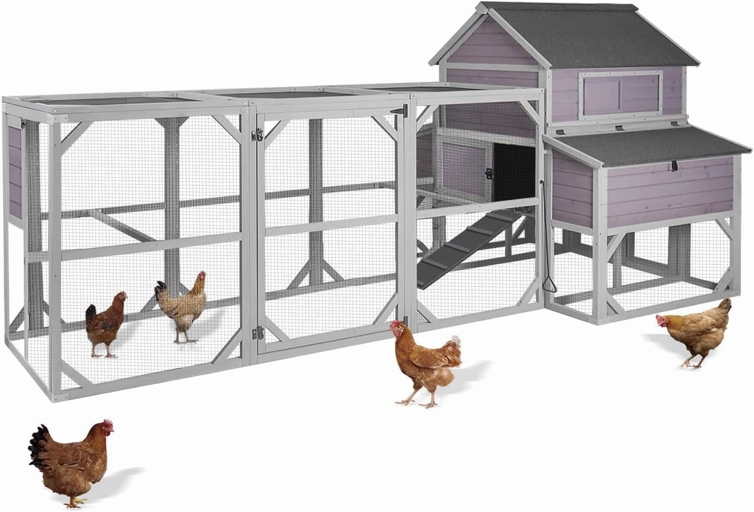 MEDEHOO Chicken Coop 41ft² Large Outdoor Chicken House with Run Multi ...