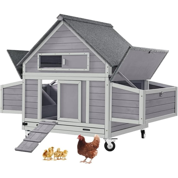 MEDEHOOChicken Coop Movable Large Duck Cage On Wheels Outdoor Rabbit ...