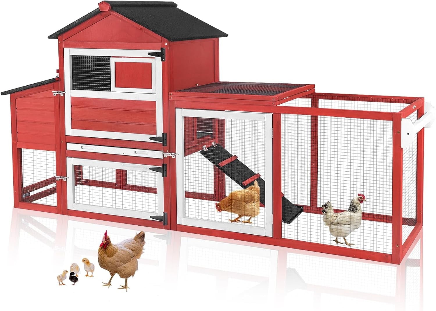 MEDEHOO Chicken Coop On Wheels Chicken House Wooden Hen House Duck Coop ...