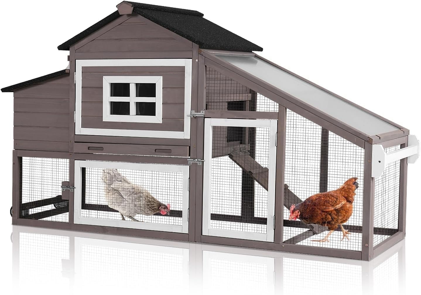 BUTINGLALE Chicken Coop on Wheels, Mobile Chicken House, Wooden Hen ...