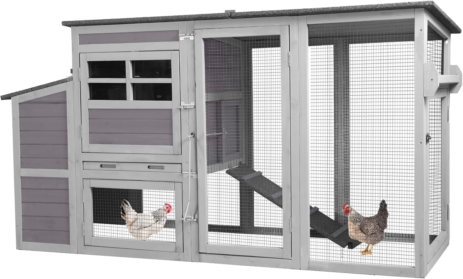 MEDEHOO Chicken Coop for 4-6 Chickens with Wheels Chicken House with ...