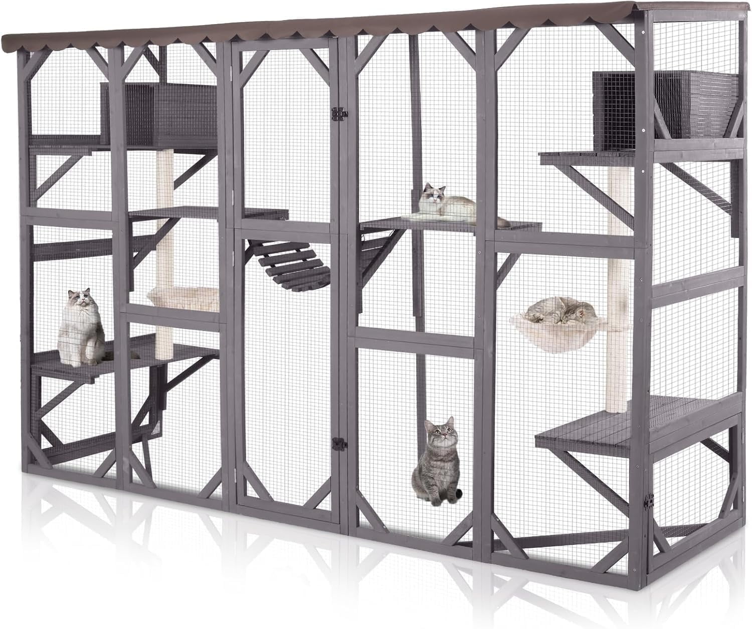 BUTINGLALE Extra-Large Catio, 104" Wall-Mounted Outdoor Cat Enclosure ...