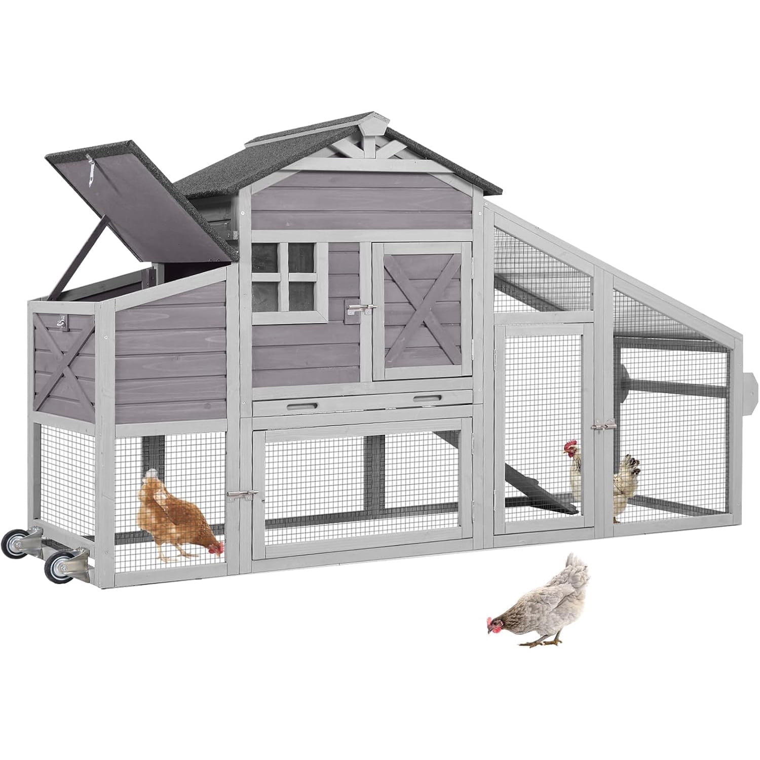 BUTINGLALE Large Chicken Coop for Outdoor with Nest Box and Removable ...