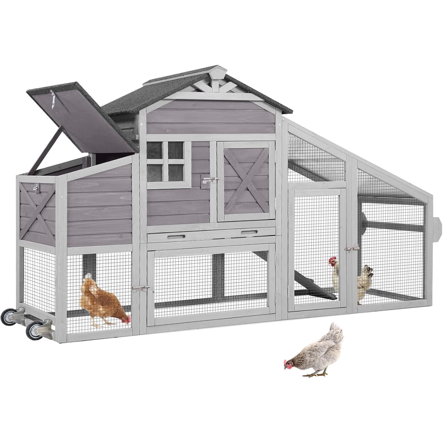 BUTINGLALE Large Chicken Coop for Outdoor with Nest Box and Removable ...