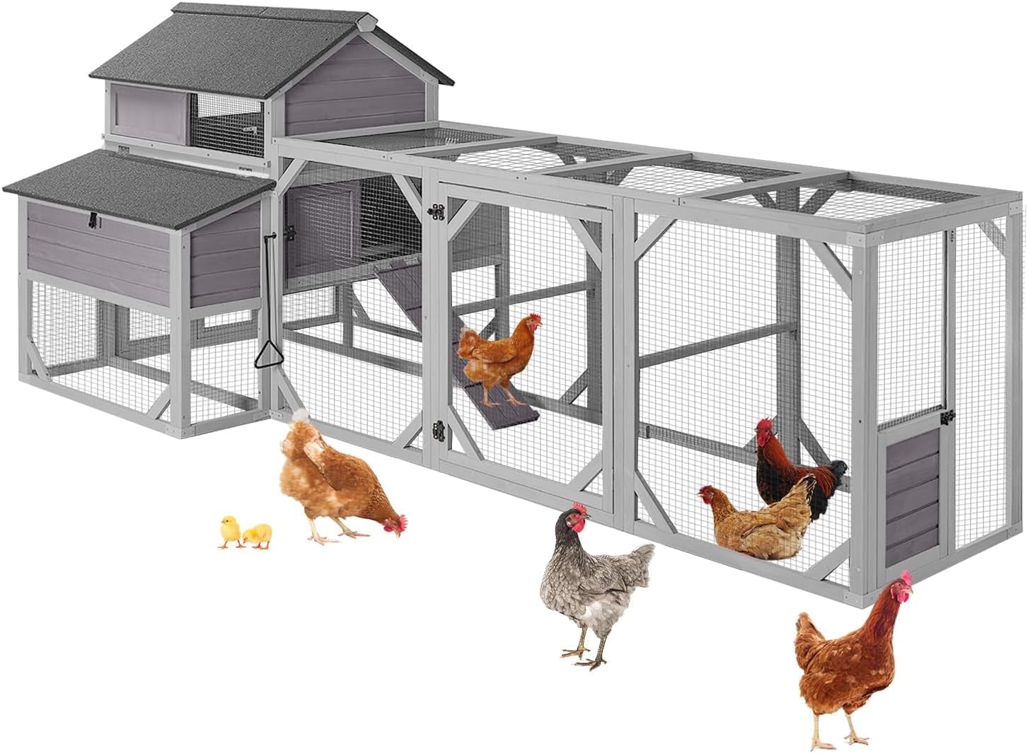 BUTINGLALE Large Outdoor Chicken Coop with Run, Multi-Level Hen House ...
