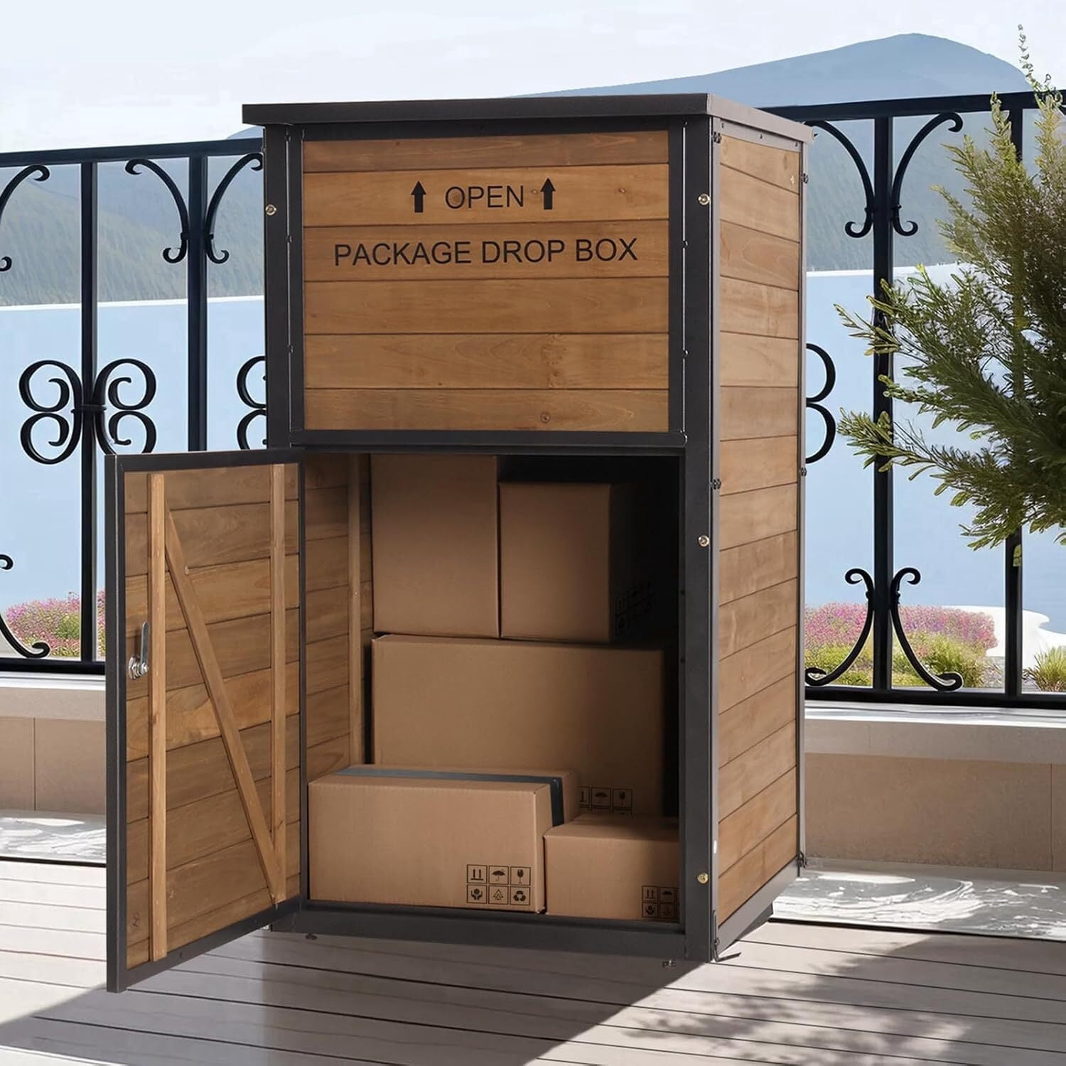 MEDEHOO Large Package Delivery Boxes for Outside Strong Metal Frame ...