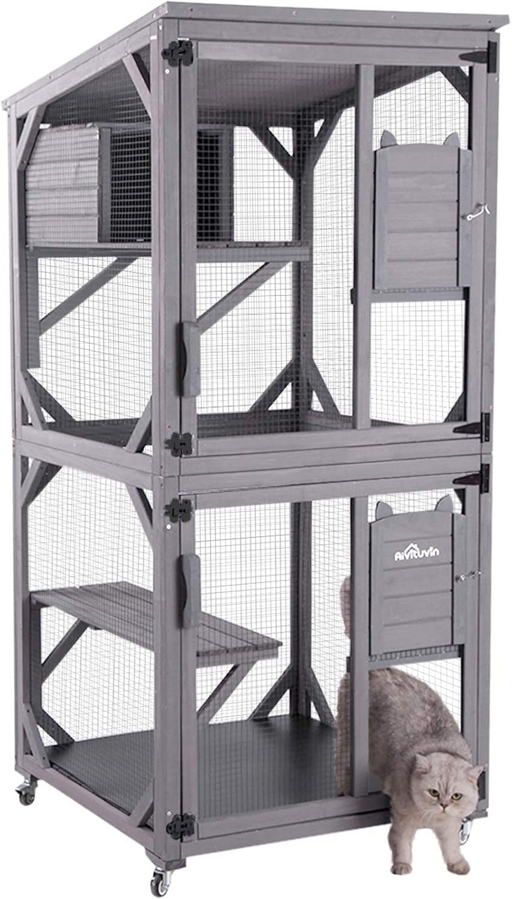 MEDEHOO Mobile Catio on Wheels - Outdoor Cat House Enclosure with ...
