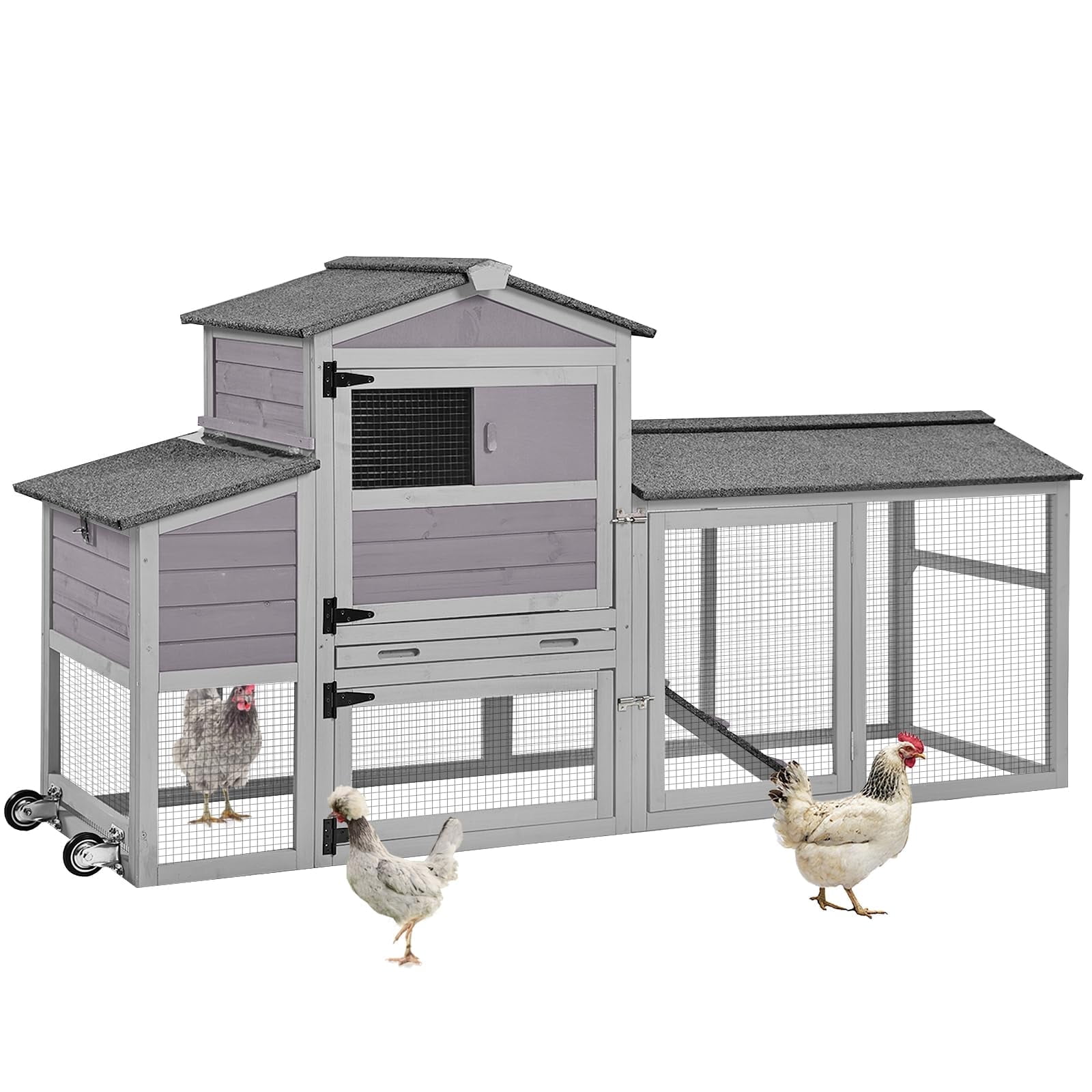 MEDEHOO Mobile Chicken Coop with Nesting Box, Outdoor Hen House Poultry ...