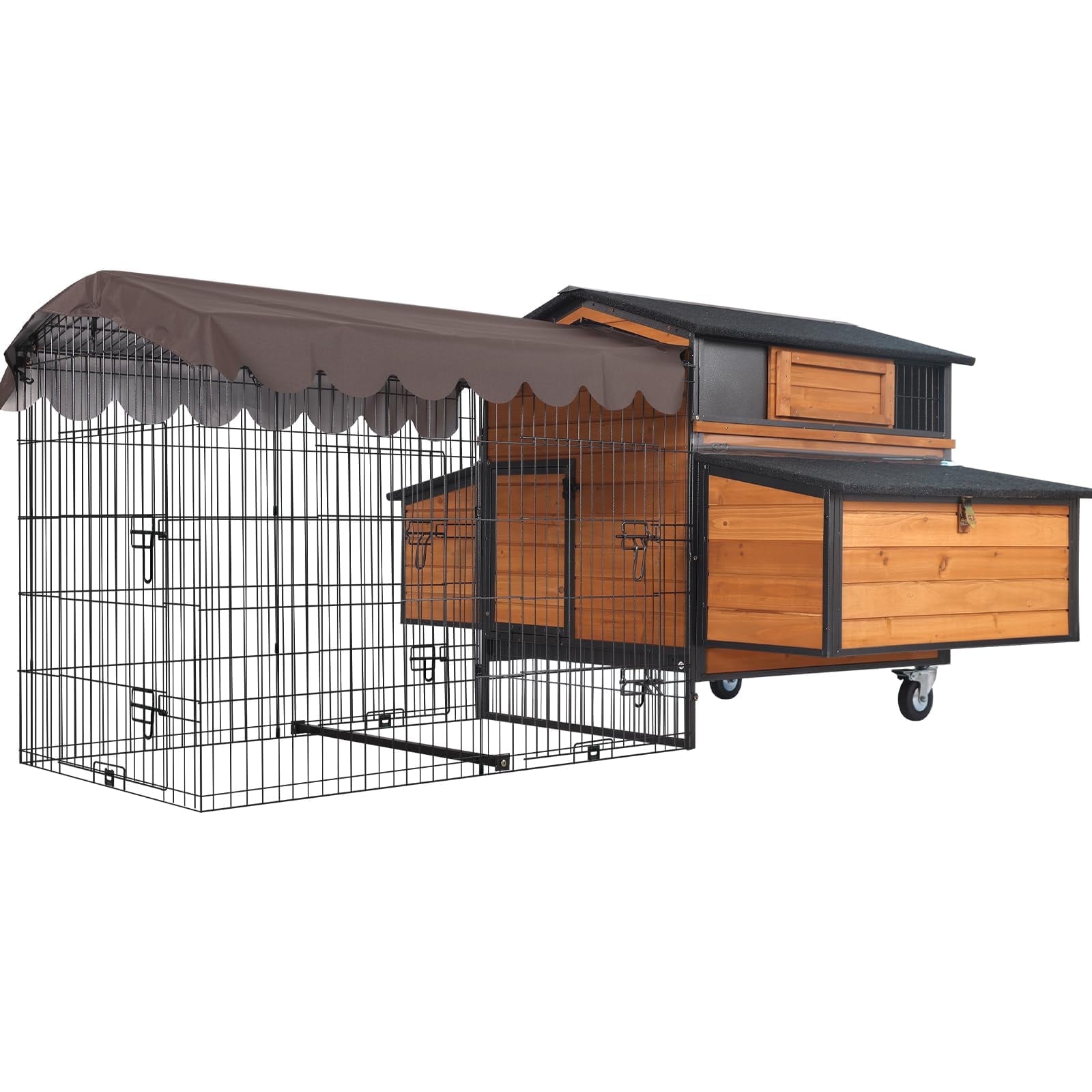 MEDEHOO Mobile Chicken Coop with Run and Metal Frame Large Chicken ...