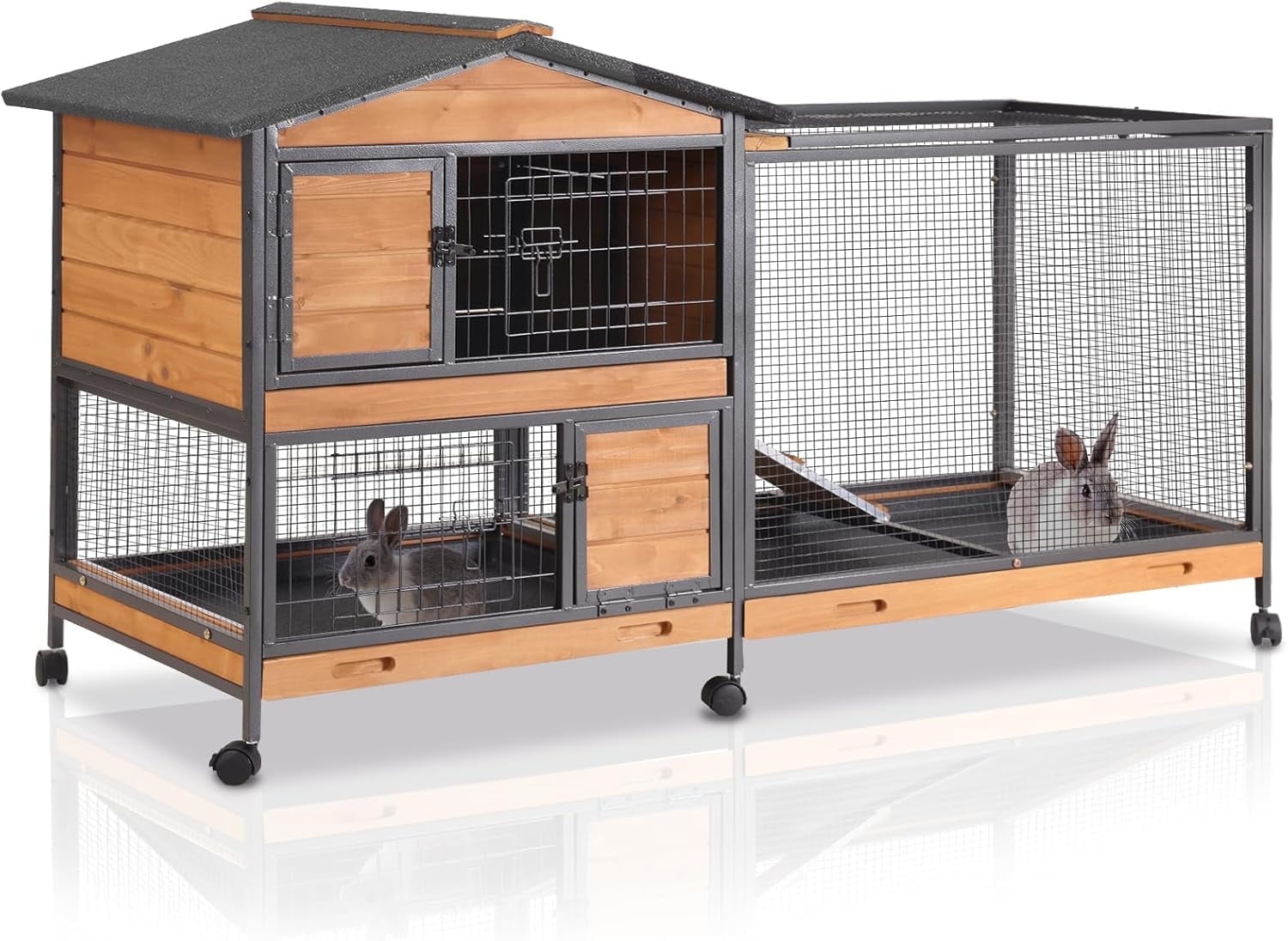 BUTINGLALE Rabbit Cage,Indoor Rabbit Hutch with Matel Frame and Pull ...