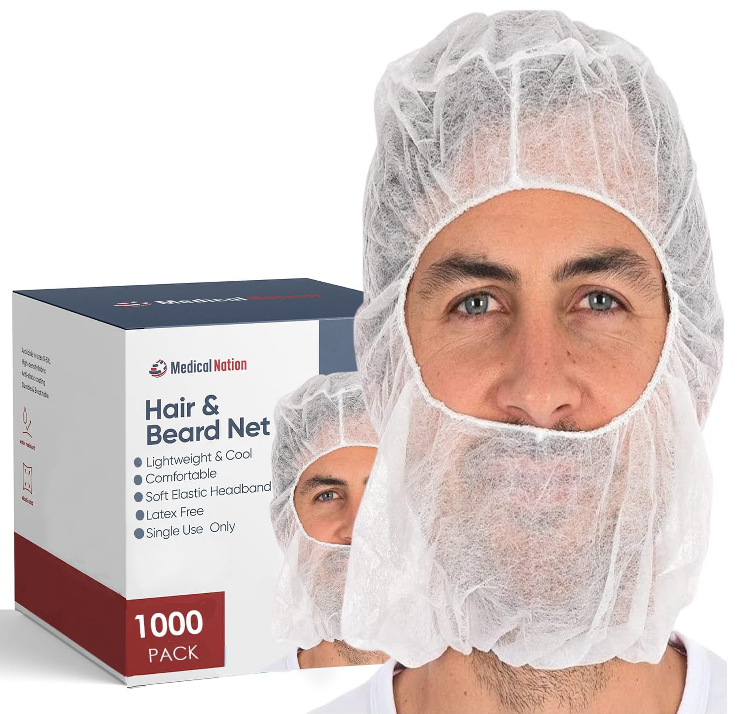 MEDICAL NATION 1000 Disposable Beard and Hair Net | Disposable Bouffant ...