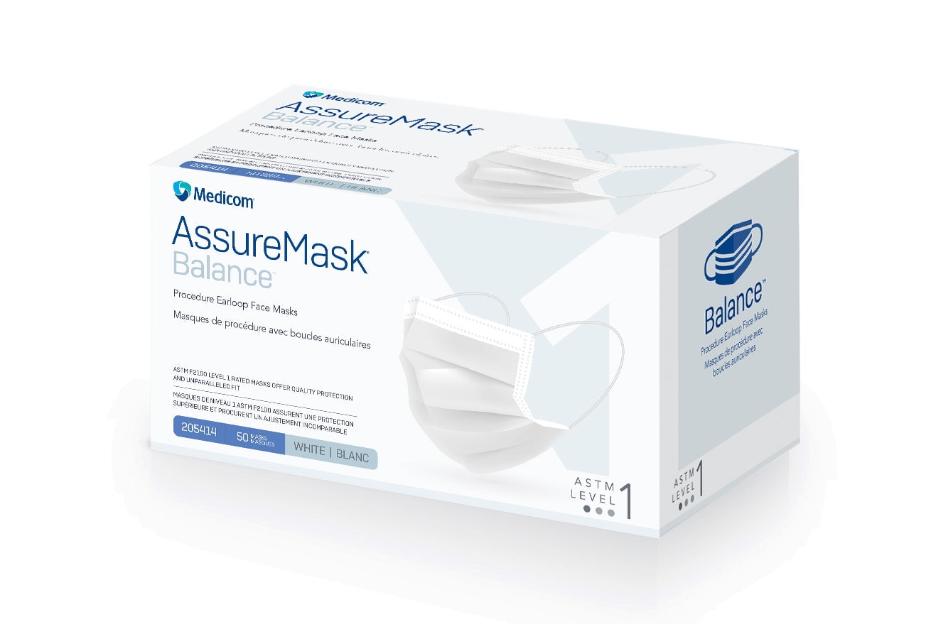 MEDICOM ASTM Level 1 Disposable Face Masks, Pack of 50 - White ...