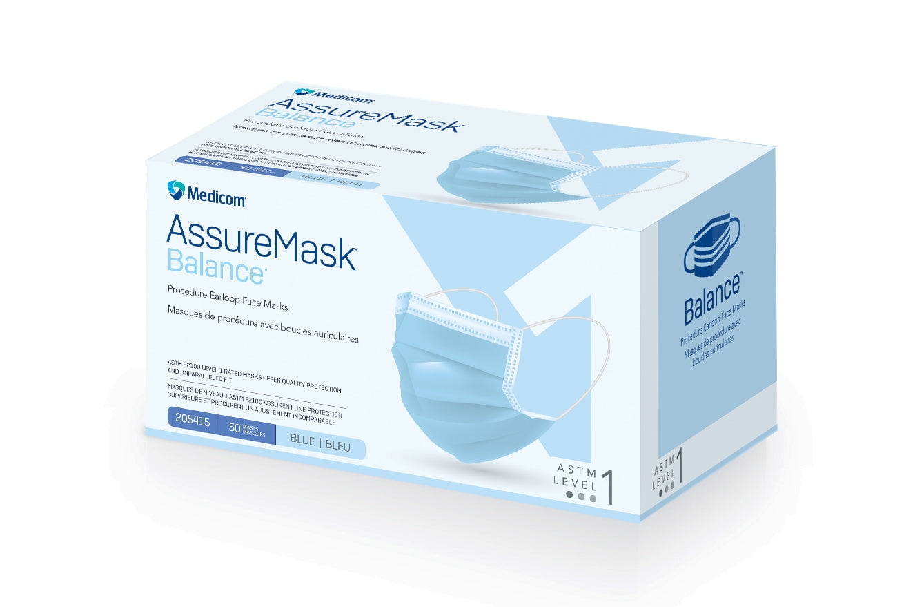 MEDICOM AssureMask Balance ASTM Level 1 Disposable Face Masks, Pack of ...